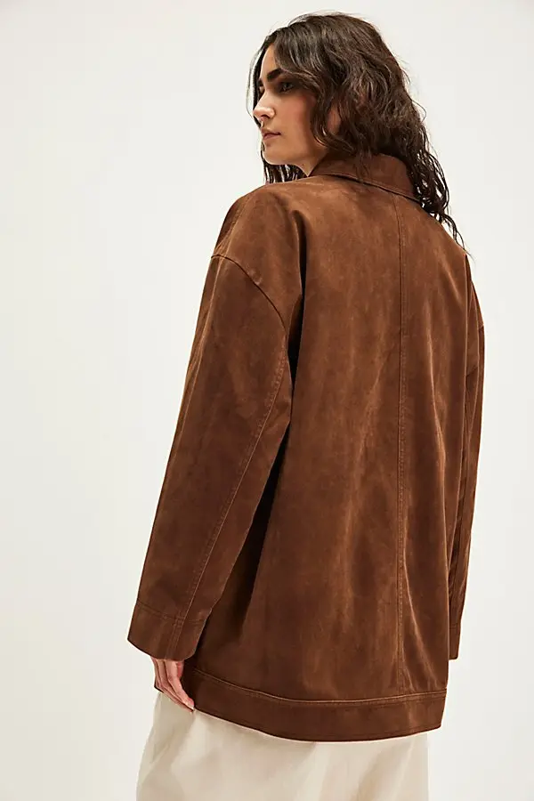 Free People We The Free Avery Vegan Suede Jacket In Brown Bear